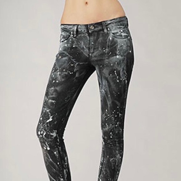 PAIGE | Jeans | Paige Denim Skyline Skinny Grey Black Splatter Paint ...